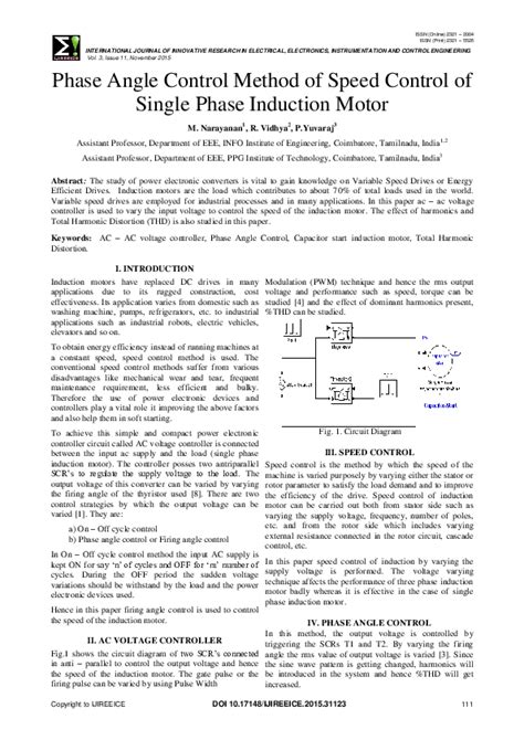 pdf phase angle control method of speed control of single phase
