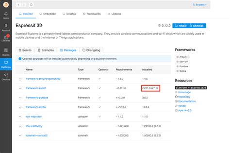 What Version Of Esp Idf · Issue 64 · Platformioplatform Espressif32