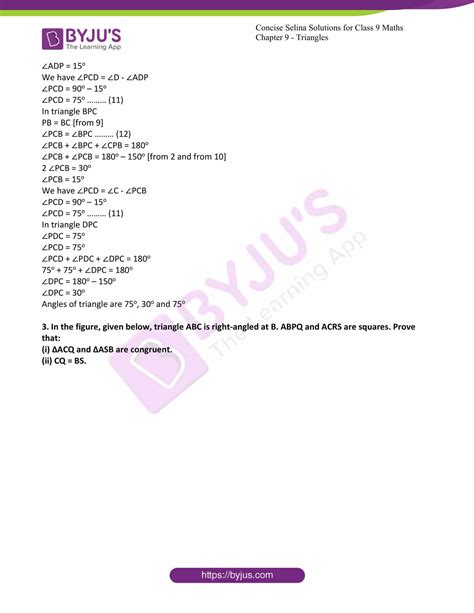 Selina Solutions Class 9 Concise Maths Chapter 9 Triangles Download Selina Solutions Class 9 Concise Maths Chapter 9 Triangles Download