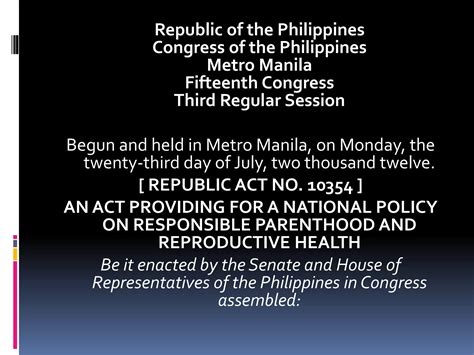 Reproductive Health Act And Responsible Parethood Pptx