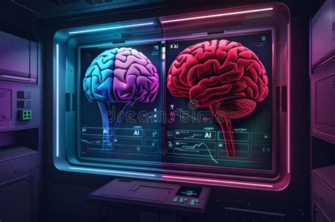 dual ai brains on digital screen advanced neural networks futuristic
