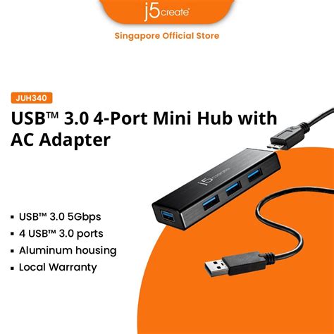 J5CREATE JUH340 USB 3 0 4 Port Hub With AC Adapter Shopee Malaysia