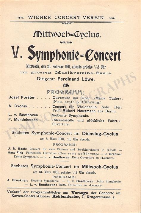 Robert Hausmann Concert Program Vienna 1901 Tamino