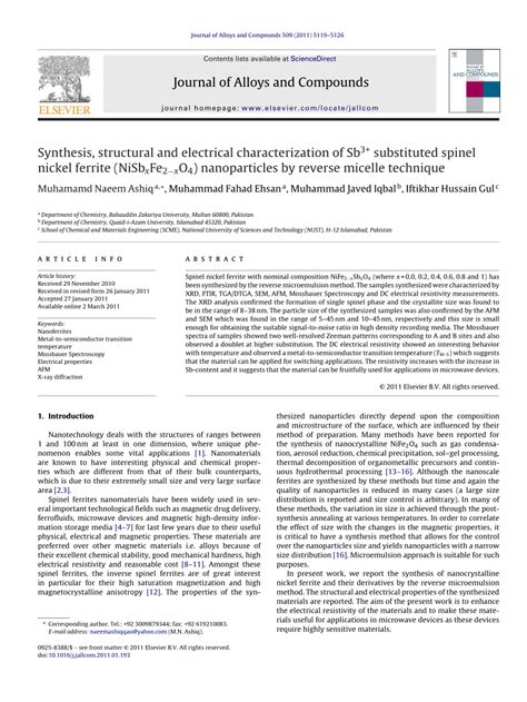 Pdf Cheminform Abstract Synthesis Structural And Electrical Characterization Of Sb3