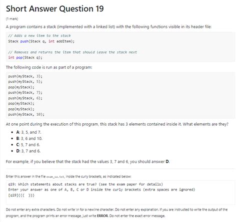 Solved Short Answer Question Mark A Program Contains Chegg