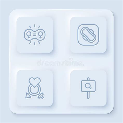 Set Line Gender Equality Sanitary Napkin And Feminist Activist White