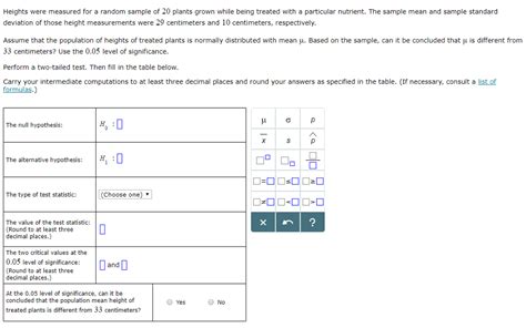solved heights were measured for a random sample of 20