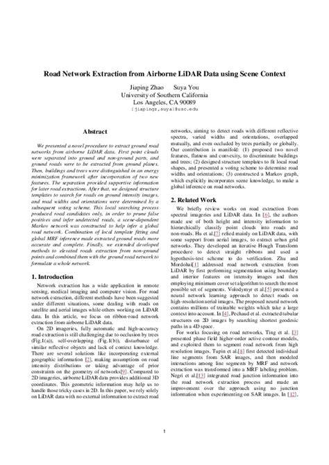 Pdf Road Network Extraction From Airborne Lidar Data Using Scene Context