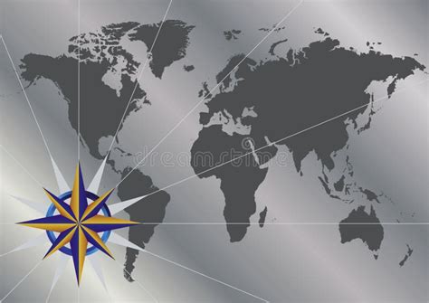 Compass Blue Gold World Map Stock Vector Illustration Of Mass North 6900089