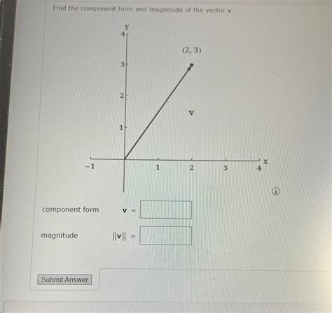 solved find the component form and magnitude of the vector