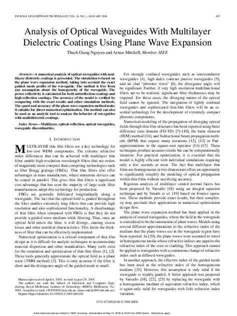 pdf analysis of optical waveguides with multilayer dielectric