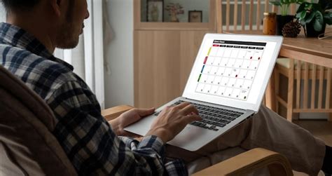 calendário em aplicação de software de computador para planejamento de