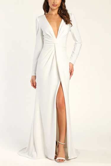 Stunning Romance White Long Sleeve Mermaid Maxi Dress Best Maxi Dress