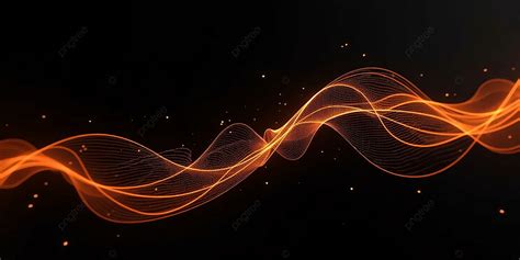 Abstract Orange Digital Waves With Particles On A Black Background Abstract Orange Waves