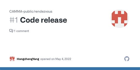 Code Release · Issue 1 · Camma Public Rendezvous · Github