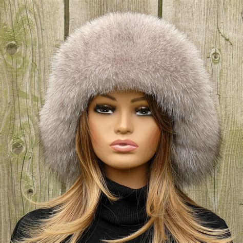 Fox Fur Hat For Women Fur Trapper Hat Winter Fluffy Hat Furry Ear