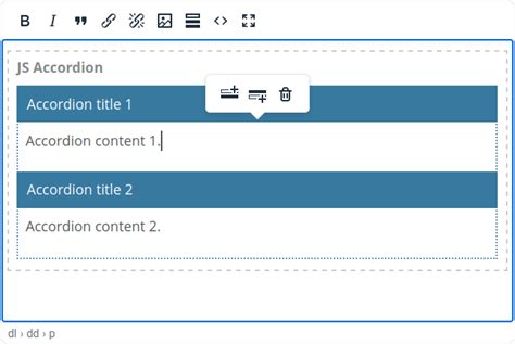 TinyMCE JavaScript Accordions Backdrop CMS