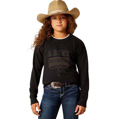 Ariat Black Booted Logo Girls Sweatshirt 10062846