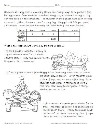 Math Problem Solving Activity Christmas Themed Problem Solving
