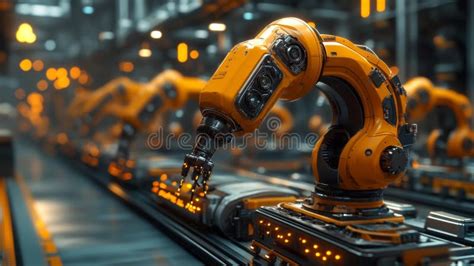 Robotic Arm In Modern Factory Generative Ai Stock Illustration Illustration Of Industry