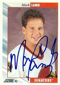 Mark Lamb Autographed Hockey Card Ottawa Senators 1992 Score 514