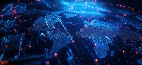 Digital World Map With Glowing Connections And Data Visualization
