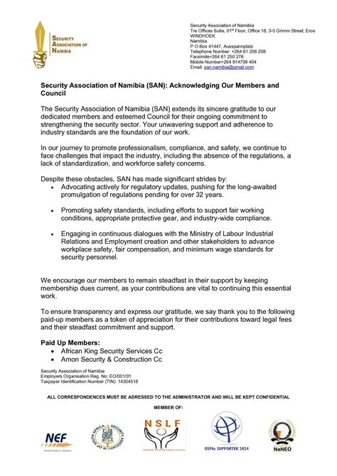 Security Association Of Namibia Windhoek