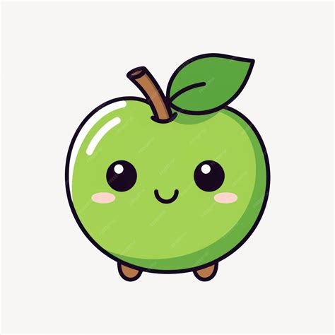 Premium Vector Cute Green Apple Cartoon