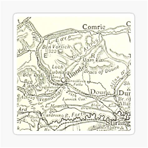 Callander And Surrounding Area Map 1891 Sticker For Sale By
