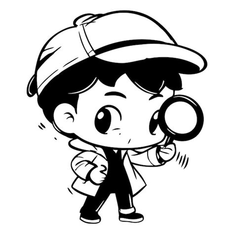 창을 가진 귀여운 소년 터 만화 캐릭터 일러스트레이션 프리미엄 벡터