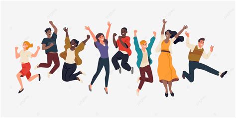행복한 점프하는 사람들 즐거운 젊은 점프 카드 그룹 Png 일러스트 및 벡터 에 대한 무료 다운로드 Pngtree