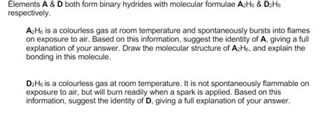 solved elements a and d both form binary hydrides with