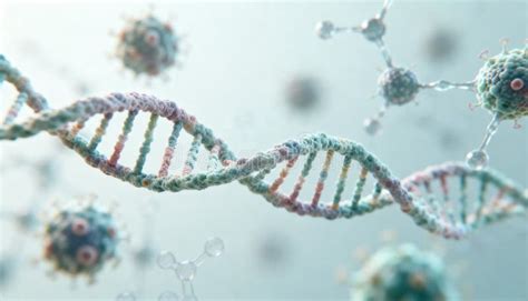 Generative Ai Dna Helix And Virus Particles Scientific Visualization Of