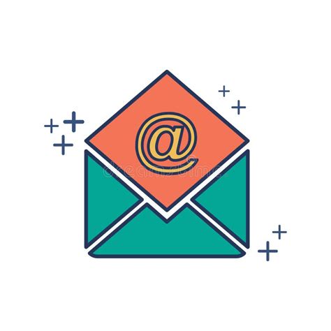 Email Icon Vector Illustration Glyph Style Design With Color And Plus Sign Stock Vector