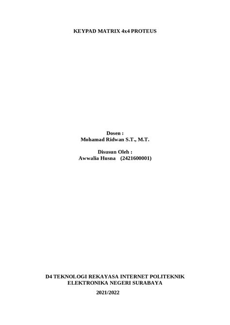 Keypad Matrix 4x4 With Proteus Docsity