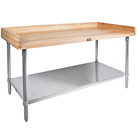 John Boos And Co Dns06 Wood Top Bakers Table With Galvanized Base And