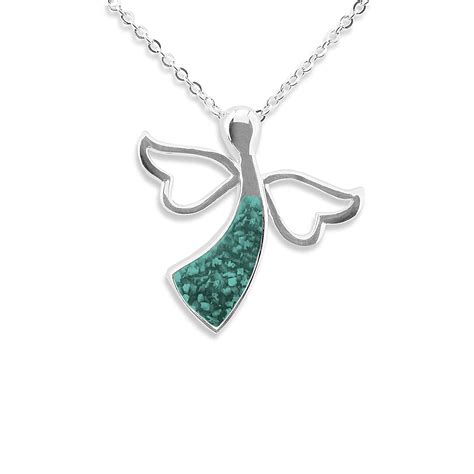 Everwith Ladies Angel Memorial Ashes Pendant Sterling Silver Aqua