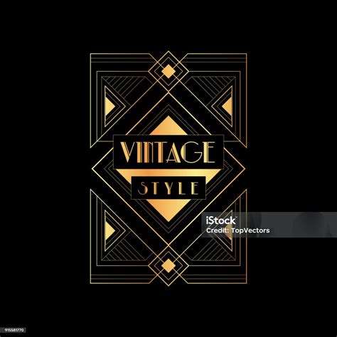 빈티지 스타일 벡터 일러스트 레이 션 우아한 상징 로고 초대장 인사말 카드 현수막 포스터 전단지에 대 한 서식 파일 또는 기하학적 요소와 배너 금색과 검은색 디자인 라벨에