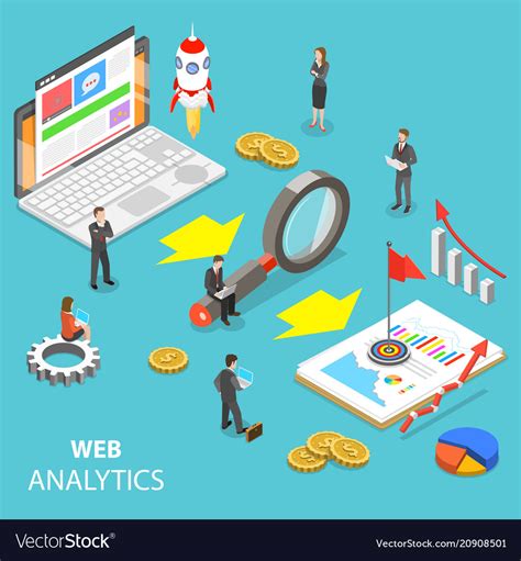 Web Analytics Flat Isometric Concept Royalty Free Vector