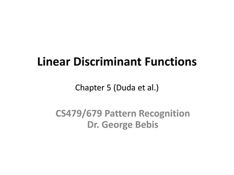 Ppt Linear Discriminant Functions In Pattern Recognition Generative Vs Discriminant Approach