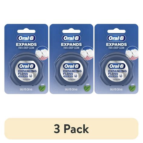 3 Pack Oral B Expandable Ribbon Dental Floss Mint Expands For A