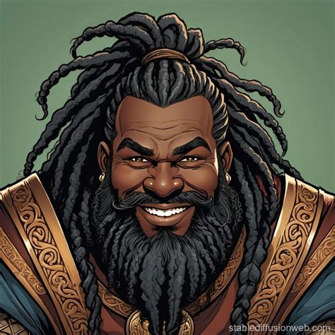 Smiling Dwarf With Dreadlocks And Beard Stable Diffusion Online