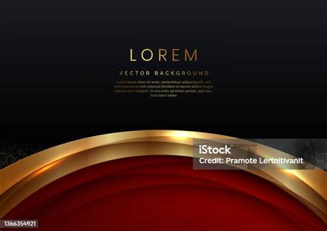 3d 모던 럭셔리 템플릿 디자인 레드 커브드 모양과 블랙 백면의 황금 곡선 라인 0명에 대한 스톡 벡터 아트 및 기타 이미지 0명 3차원 형태 가리기 Istock