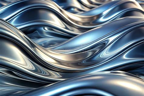 Abstract Metallic Liquid Waves Fluid Dynamic Digital Art Stock Illustration Illustration Of