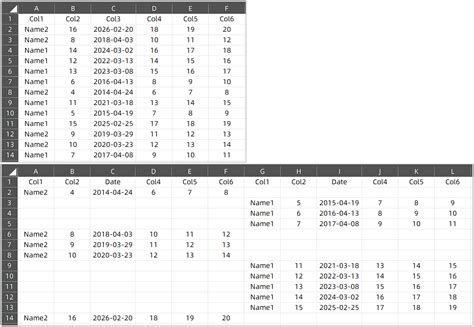 Excel Writing Vba To Take Data From Multiple Sheets Organize Them Side By Side