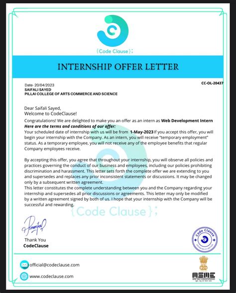 saifali sayed on linkedin intern codeclause job webdevelopment