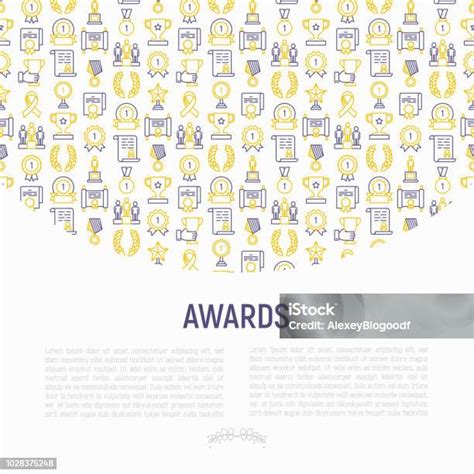 얇은 선 아이콘 수상 개념 트로피 메달 컵 스타 조상 리본 현대 벡터 그림의 경쟁에 대 한 경품입니다 서식 파일 인쇄 매체 배너 1위에 대한 스톡 벡터 아트 및 기타 이미지