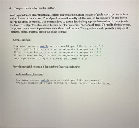 Solved 4 Loop Termination By Counter Method Write A
