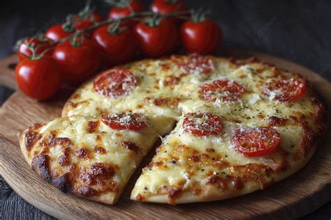 Cheese And Tomato Pizza With Classic Fresh Slices Background Cheese