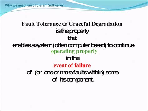 Software Fault Tolerance Ppt Operating Systems Computer Software